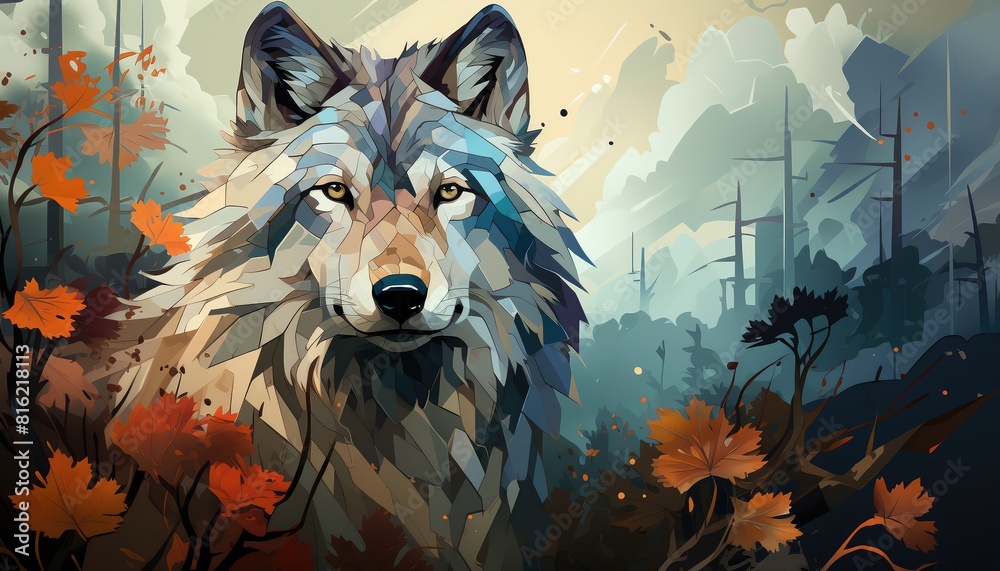 Wolf flat design top view ecosystem role theme animation Complementary ...