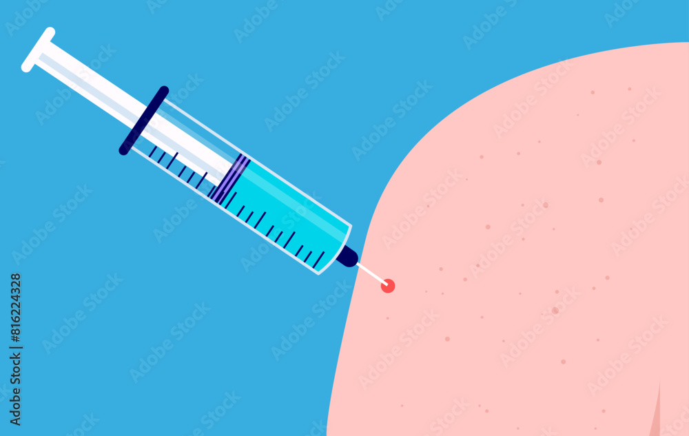 Vaccine needle injection in arm - Vector illustration of syringe ...