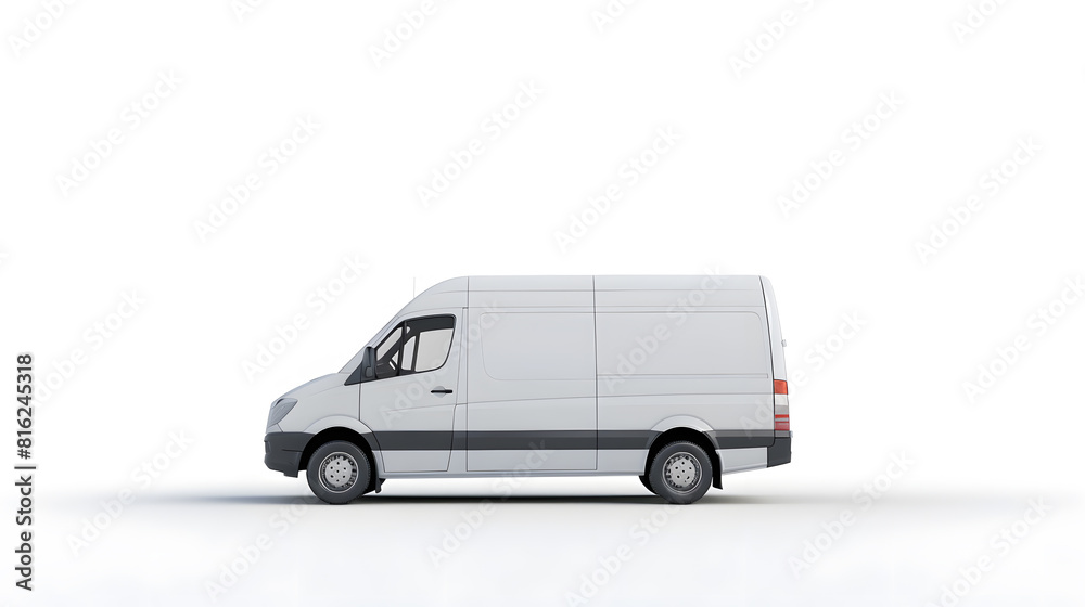 Delivery van side view isolated on a white background Side view of a ...