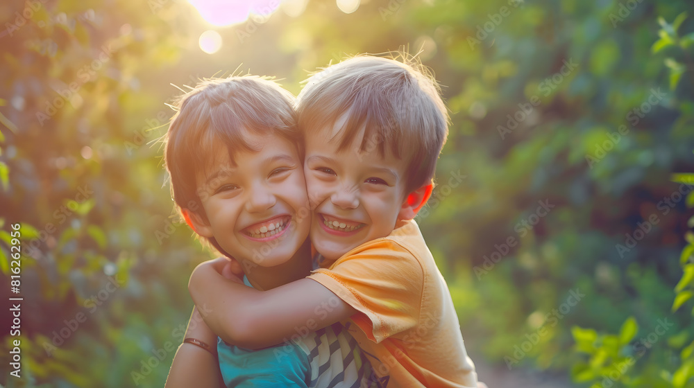 Two happy boys happy brothers who are smiling happily together Brothers ...