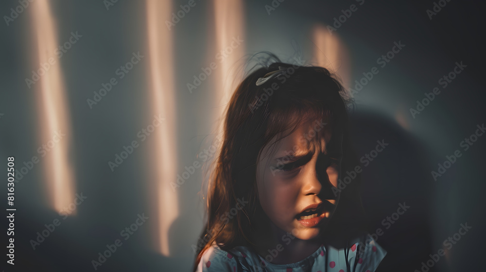 Little Girl Crying With Shadow Of Parents Arguing Home Violence And ...