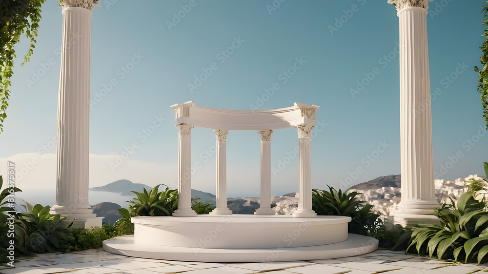 Background podium column 3d roman luxury greek white ancient display ...