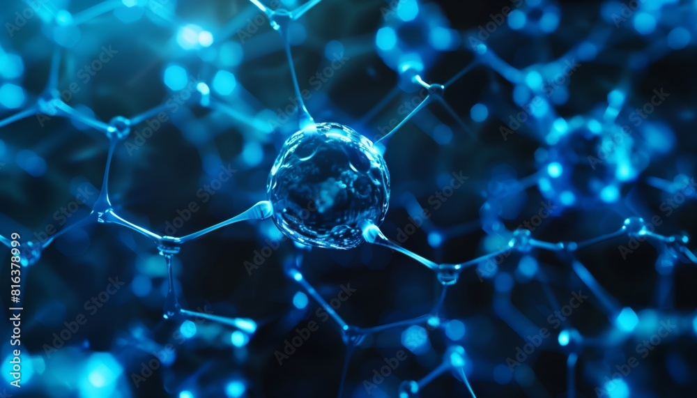 AI artificial intelligence abstract digital technology microchip brain with neural network ...