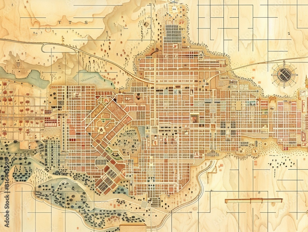 Detailed Map of Major City Street Grid and Urban Planning Stock ...