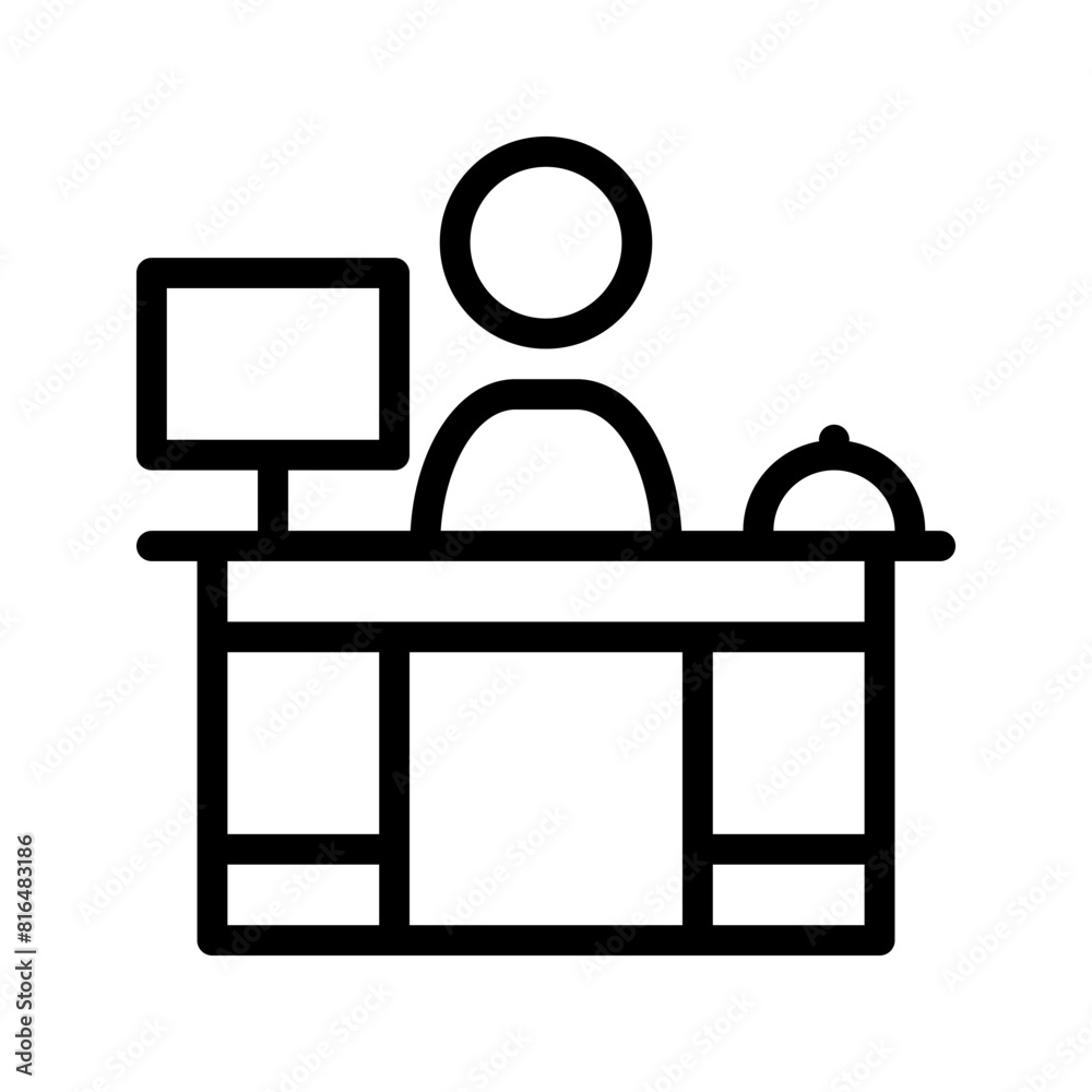 Reception service icon. hotel outline symbol flat. Suitable for website ...