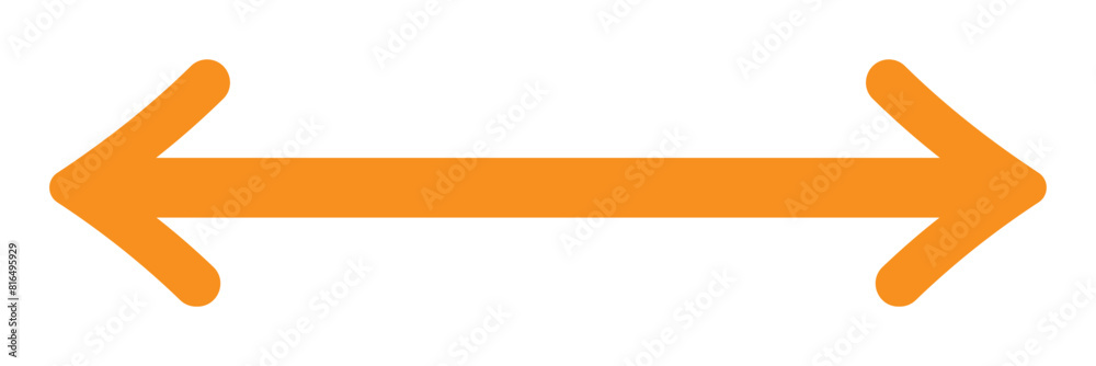 Dual sided orange arrow. Horizontal dual sided long straight arrow ...