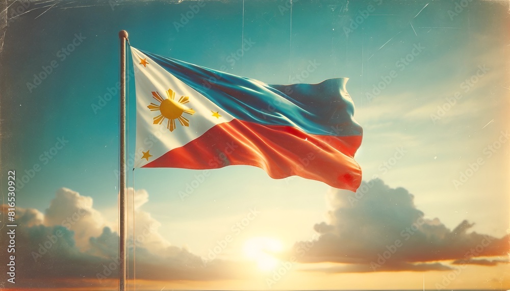 Vintage illustration for the philippines independence day with the flag ...