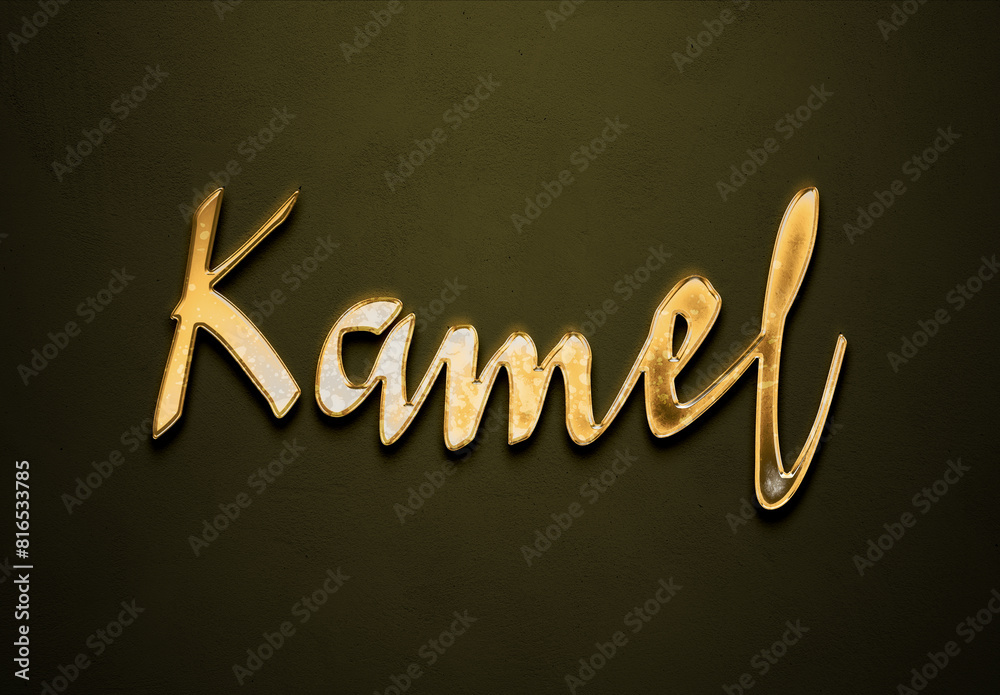Ilustración de Stock Old gold text effect of Arabic name Kamel with 3D ...