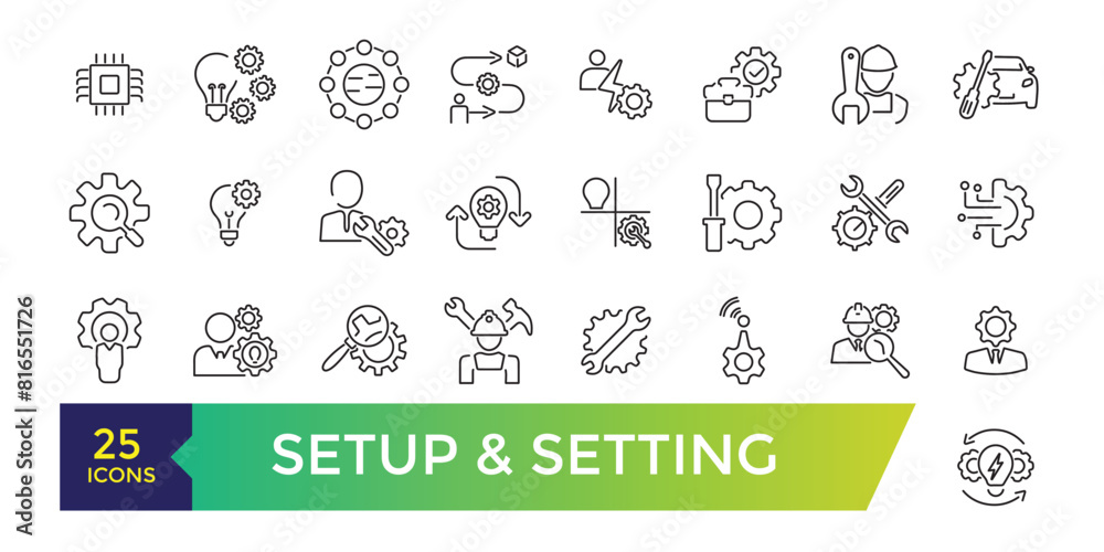 Settings and Setup icon set. UI icon collection and Vector illustration ...