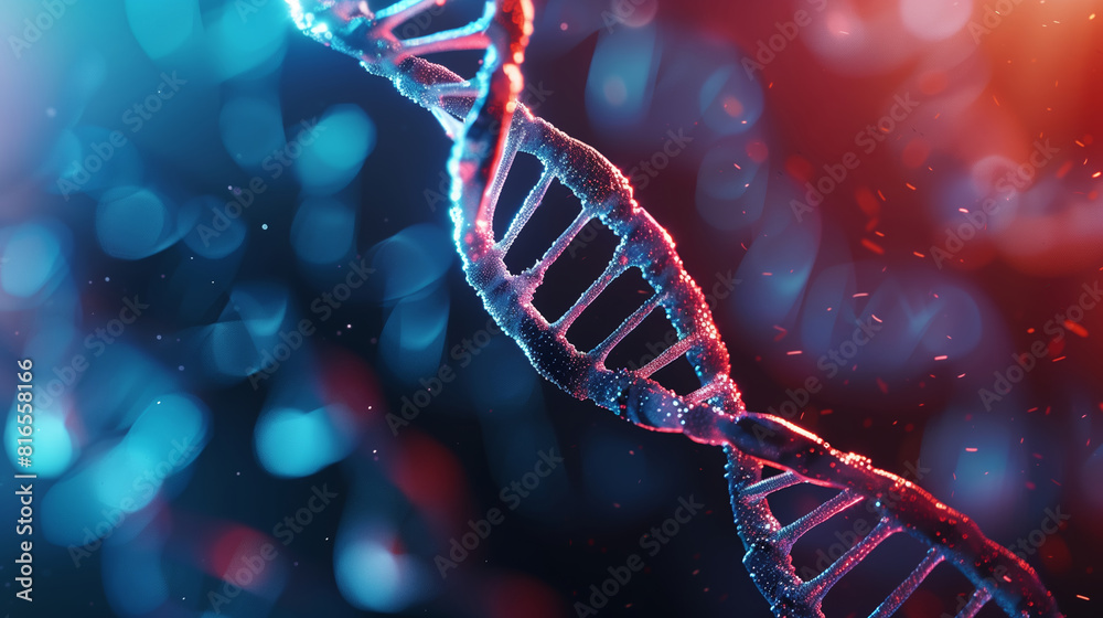 DNA molecule structure under microscope. Human genome visualization. Dna helix macro view ...