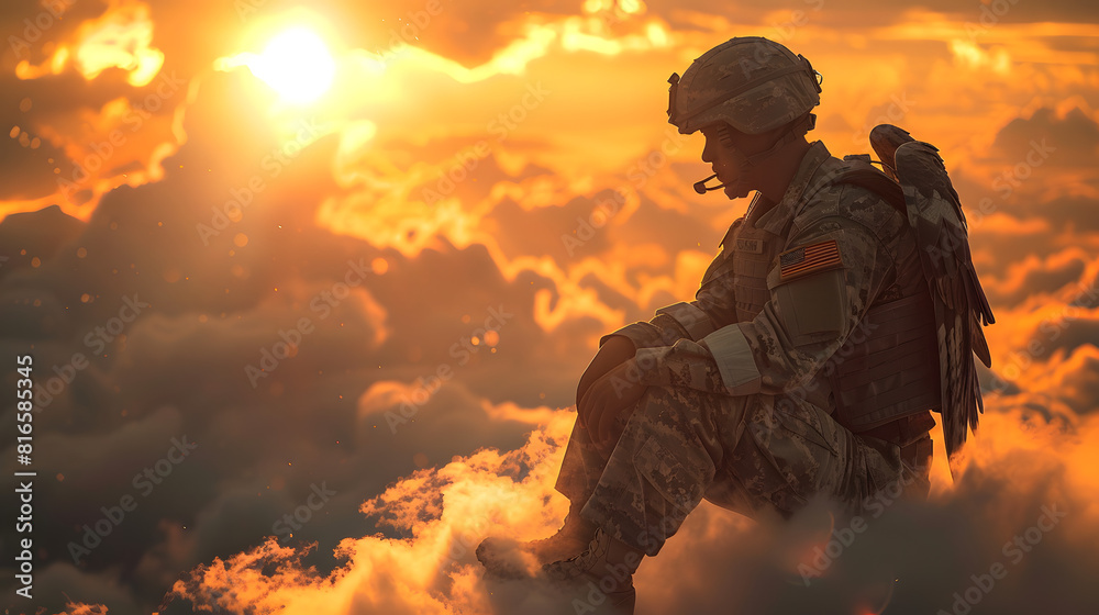 Memorial Day, honoring the fallen soldiers around the world, Angel in u ...