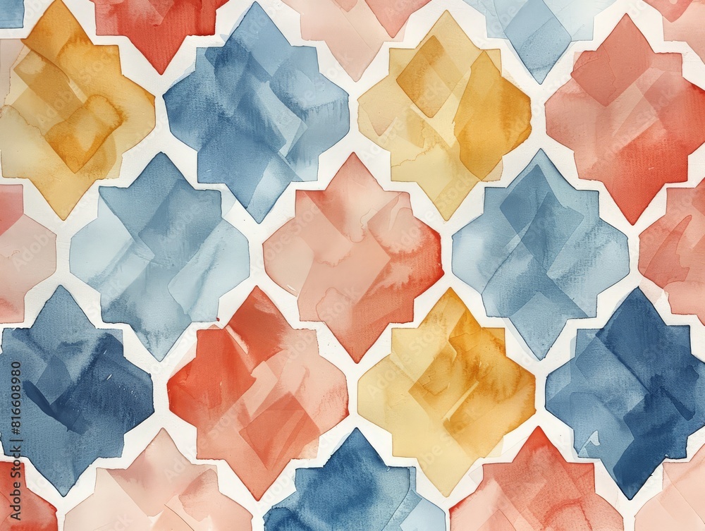 Watercolor paintings of geometric shapes. Use for wallpapers, posters ...