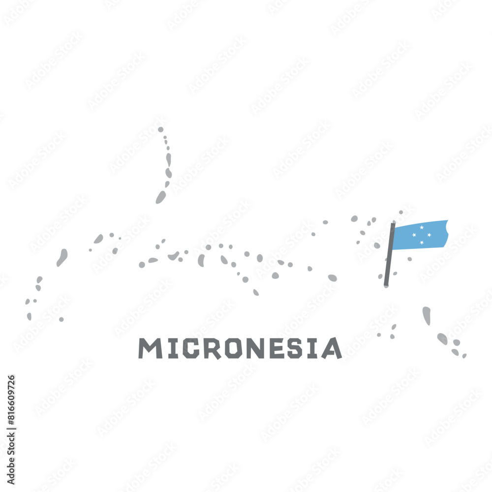 Micronesia vector map illustration, country map silhouette with the ...
