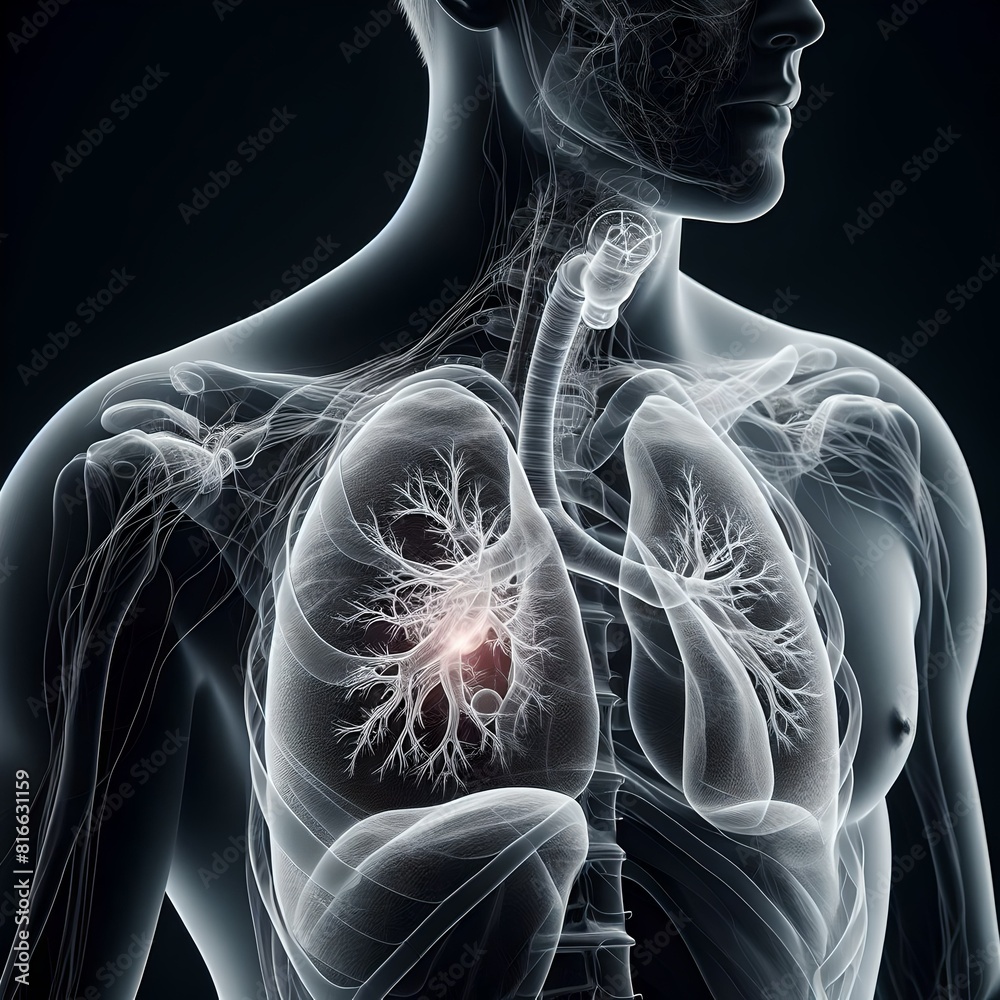 3d x-ray model of anatmoy of human body, liver, lungs, diseases ...