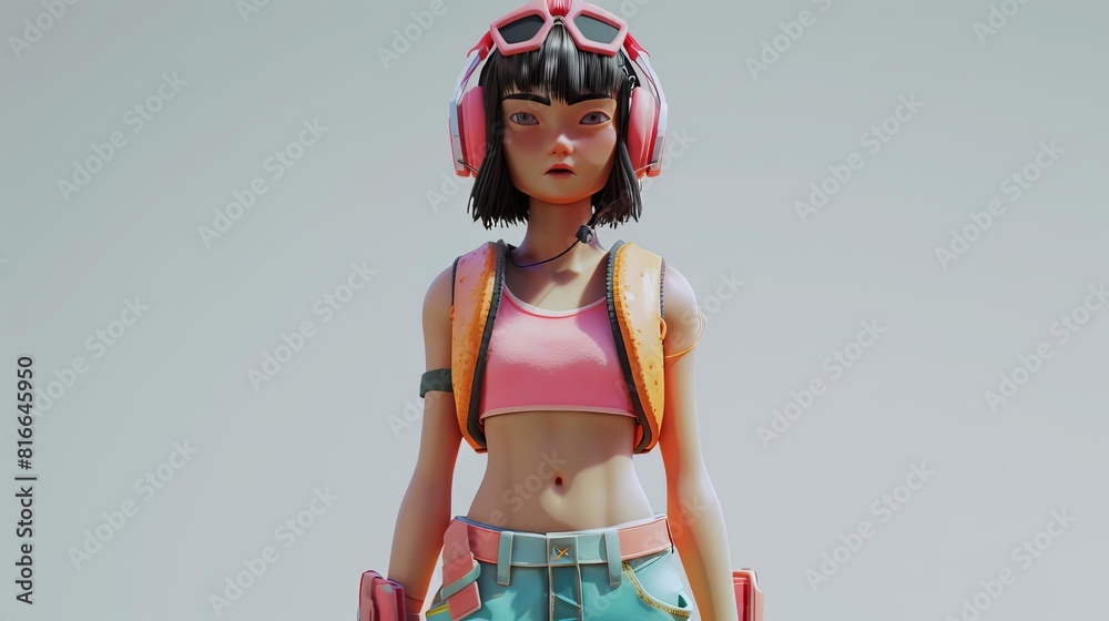 3D custom character model flat design top view gaming theme animation Complementary Color Scheme ...