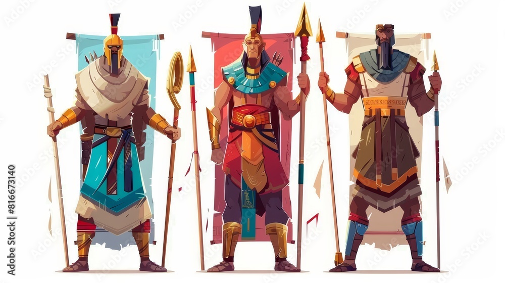 Symbolic cartoons of Egyptian papyrus scrolls with wooden rods. Ancient ...