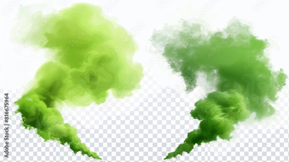 Smoke, stench, smog, chemical vapor, spray of smoke on transparent ...