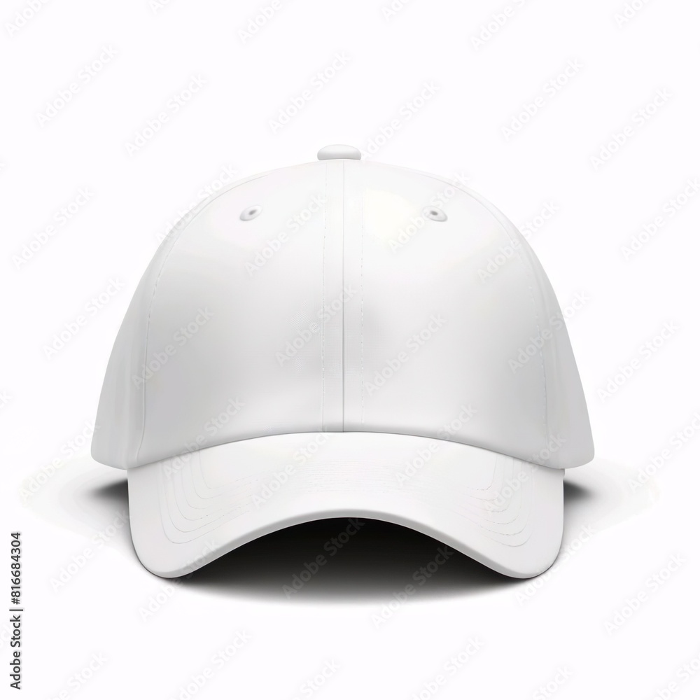 white baseball cap. snapback hat. front view. isolated on white ...