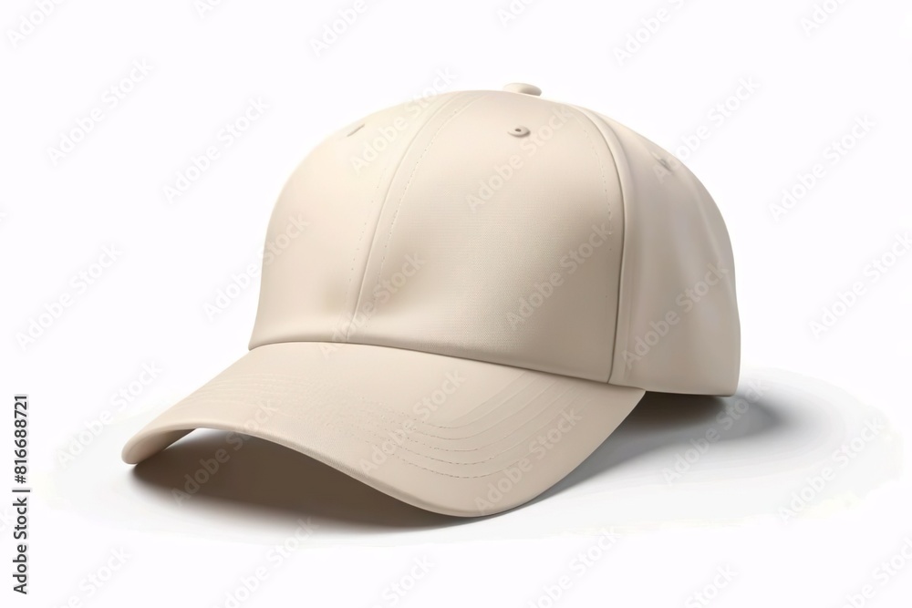cream baseball cap. snapback hat. front view. isolated on white ...