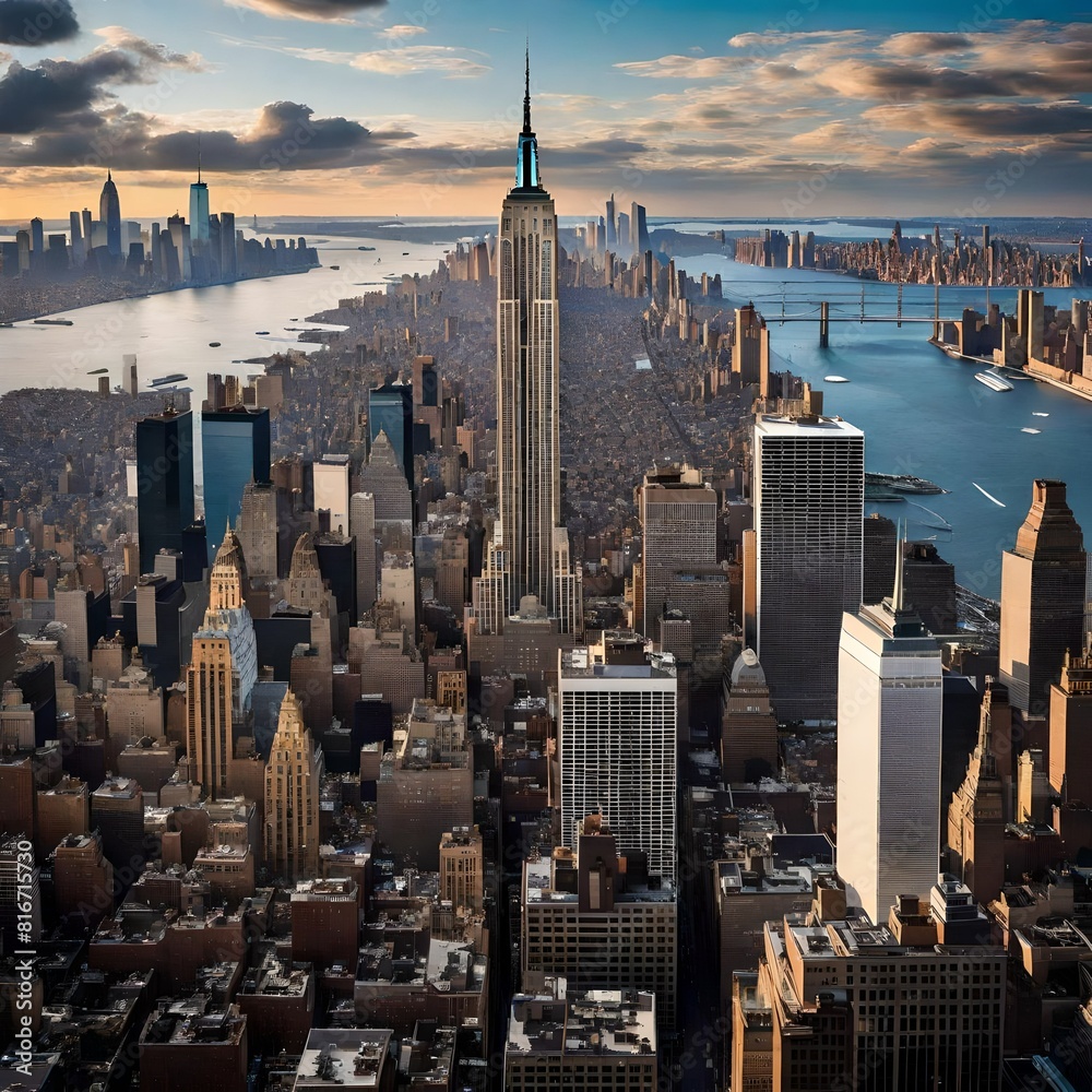Describe the beauty of New York City's iconic skyline, highlighting the ...