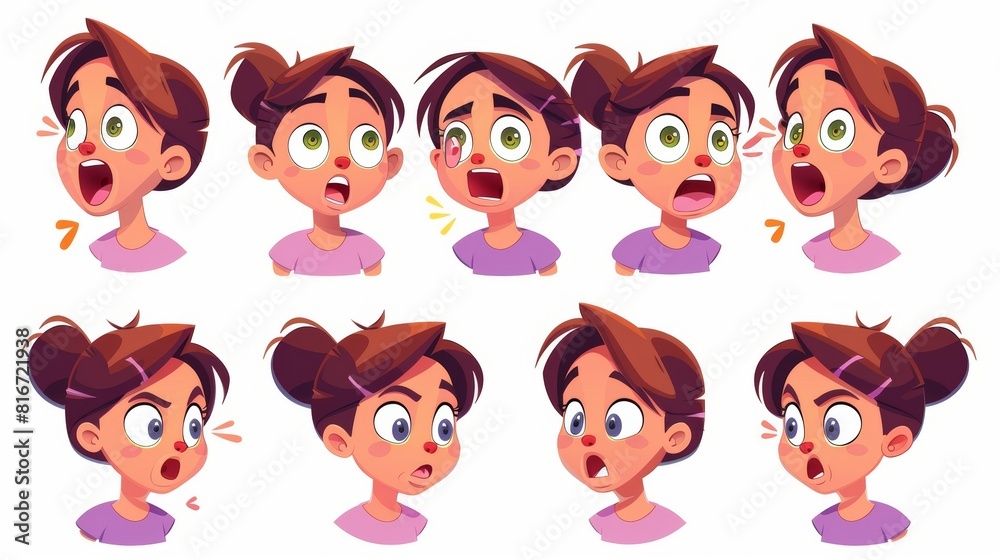 Cartoon character with different facial expressions. Lip synchronized ...