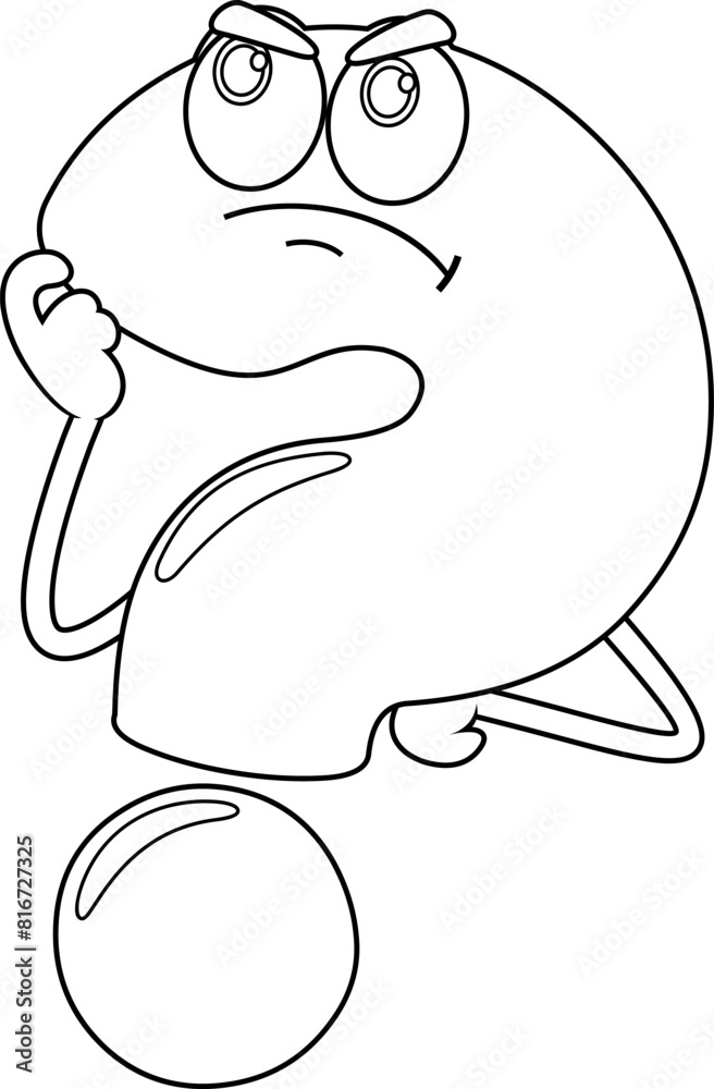 Outlined Cute Question Mark Cartoon Character Thinking. Vector Hand ...