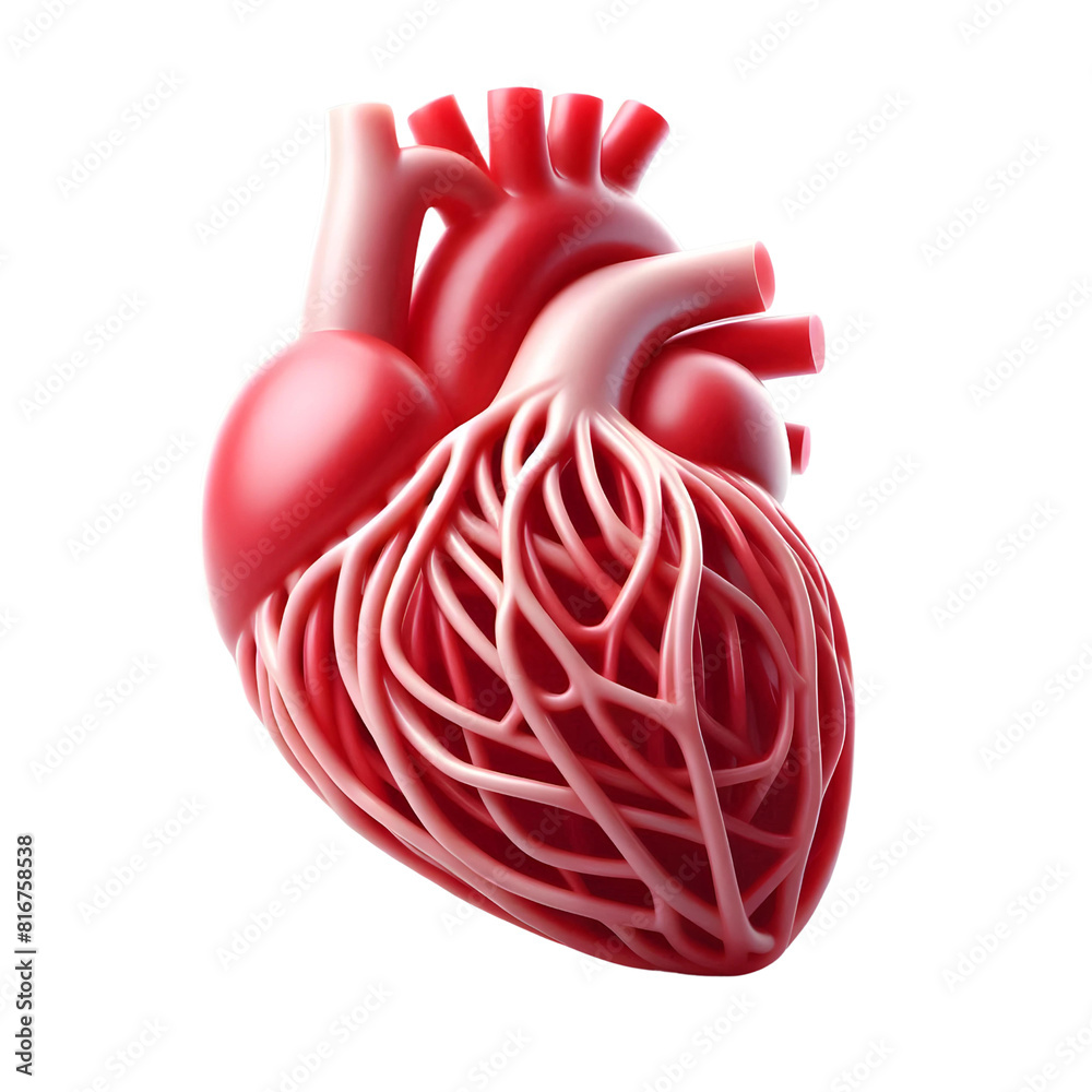 3d realistic vector isolated human heart. Anatomically correct heart with venous system Stock ...