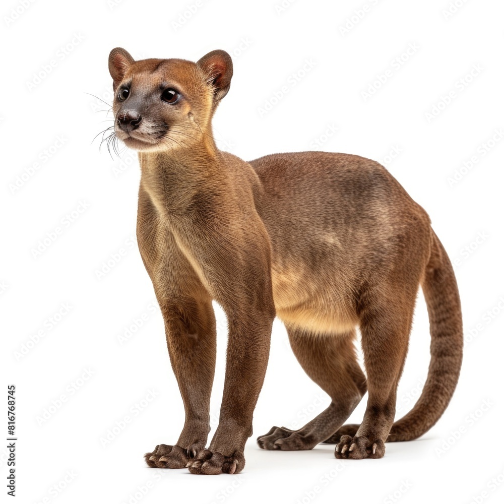 Fossa standing side view isolated on white background, photo realistic ...