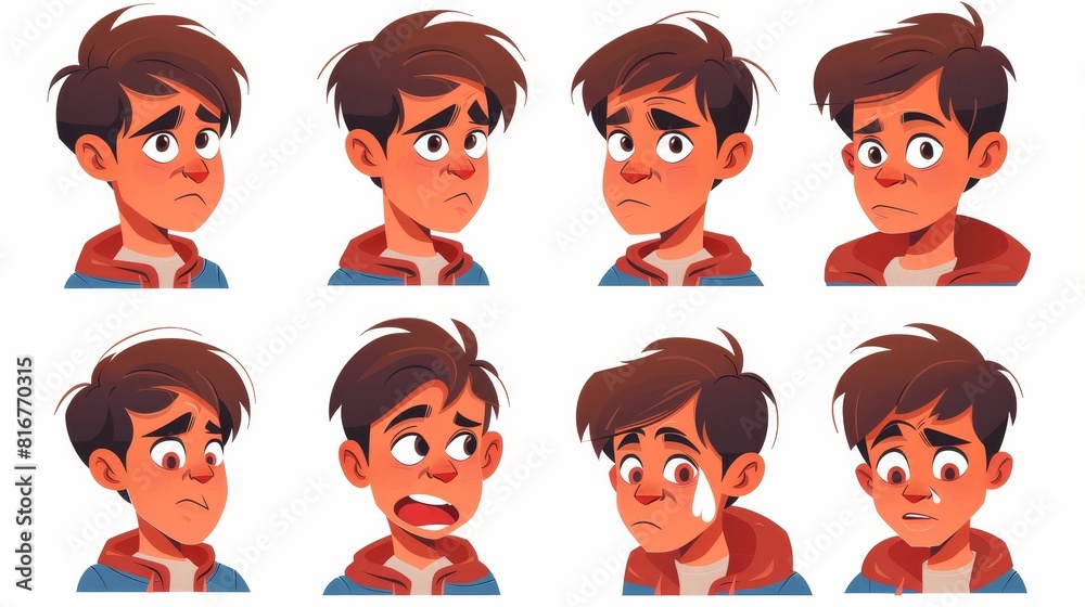 Stock-Illustration „Character image set with happy and sad man emotions ...