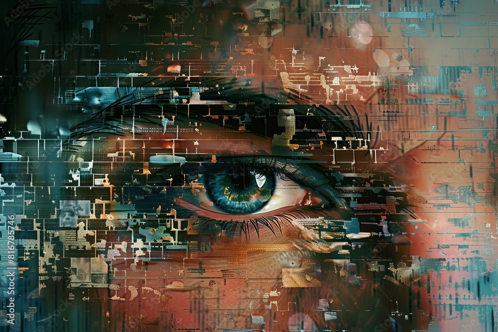 Futuristic digital vision concept art inspired by human eye perception ...