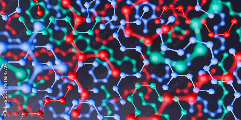Colorful molecule structure background. Cells and biological chain ...