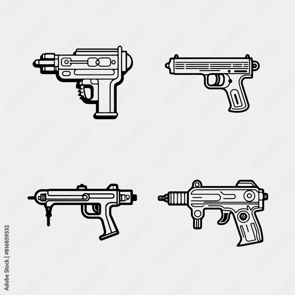 gun icon in outline style isolated on white background. hunting gun ...