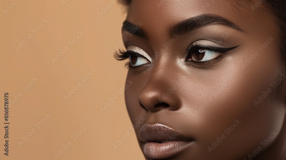 young black female fashion model closeup photoshoot for beauty products ...