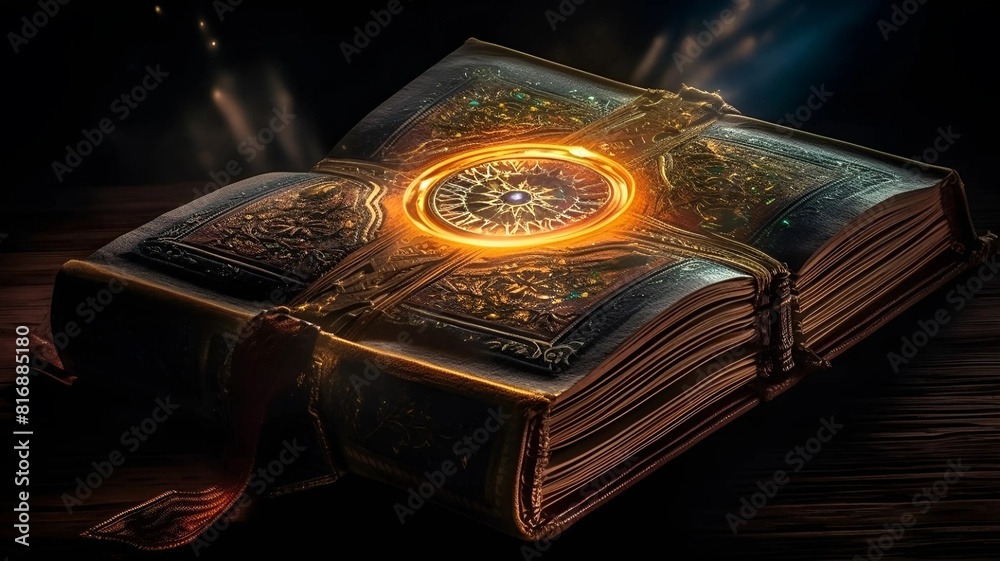 Ancient beautiful mysterious book. Magic vintage fantasy book. Open ...