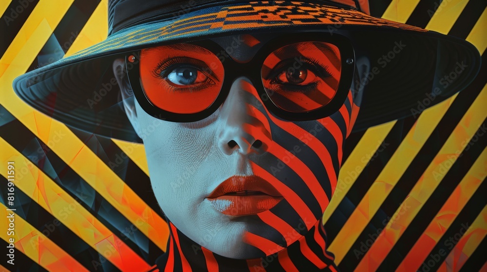 An iconic scene from an 1980s horror movie reimagined with Op art ...