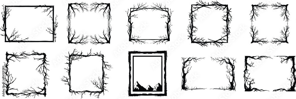 เวกเตอร์ Stock Set of scary frame, vector illustration. | Adobe Stock