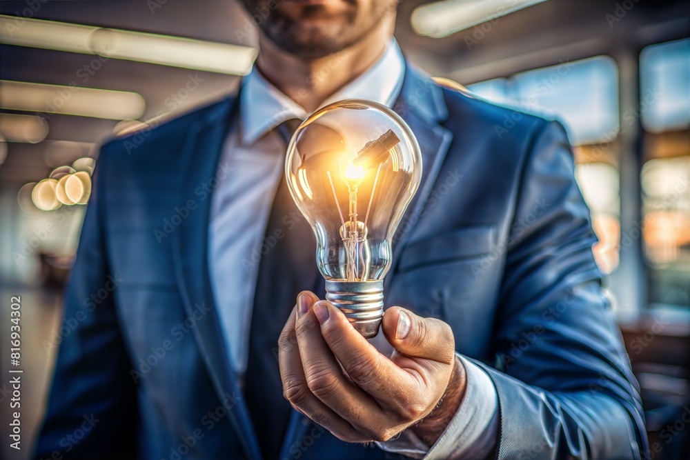 Entrepreneur with Idea Bulb: A picture of an entrepreneur or startup ...