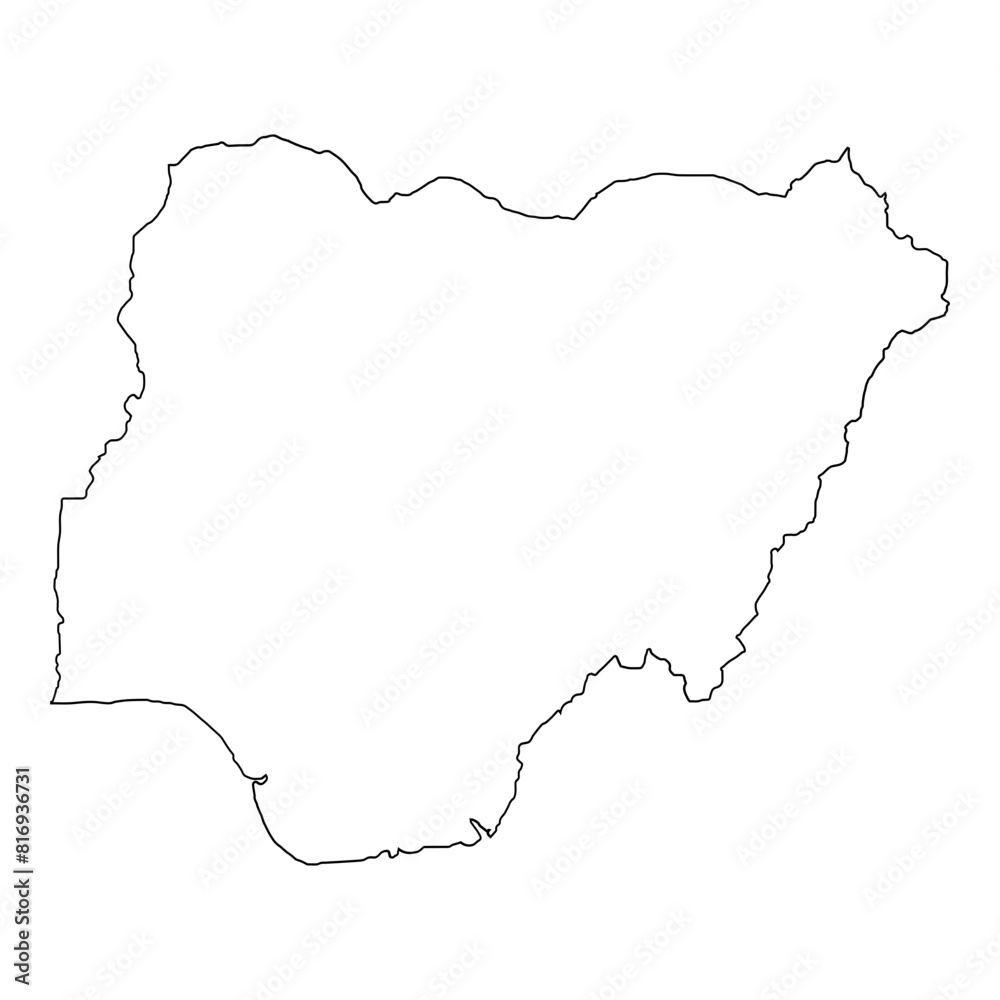 Outline map of Nigeria in vector format Stock Vector | Adobe Stock