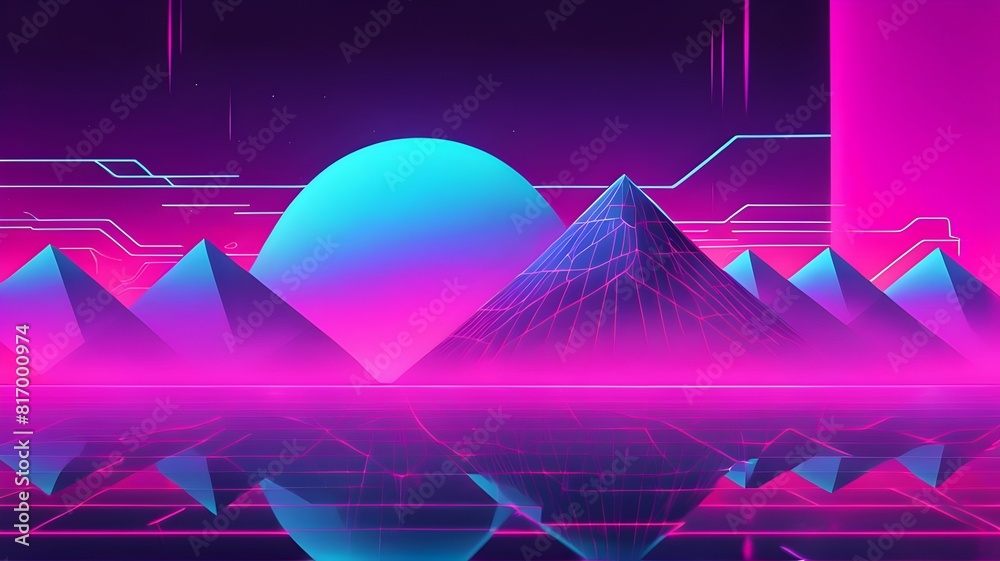 synthwave-vaporwave-retrowave-retro-futurism-cyberpunk-themed-abstract-holographic-background ...