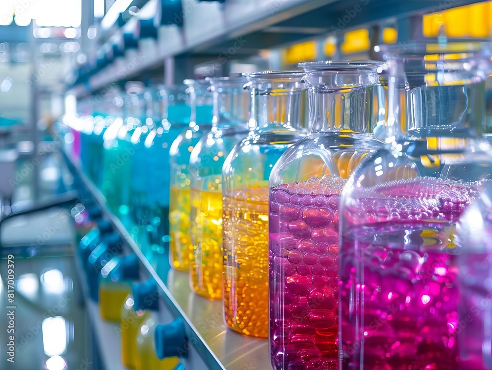 Bioplastics blending station side view, mixing biopolymer compounds ...