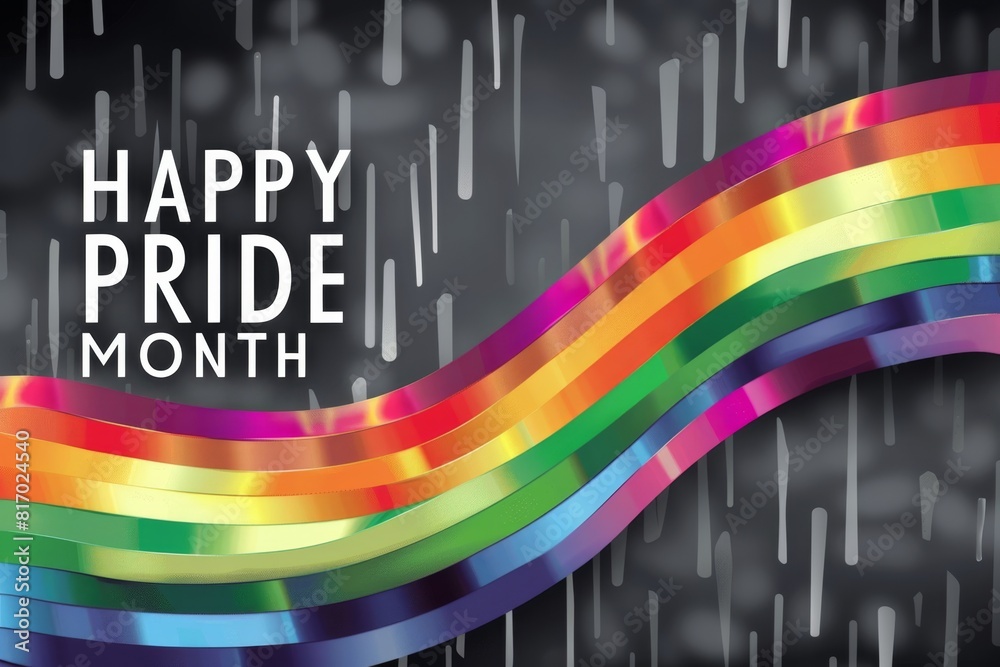 Pride Day themed rainbow flag with the text "HAPPY PRIDE MONTH" written ...