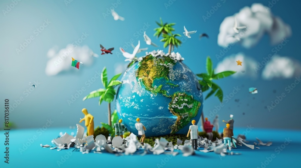 3d modelCreate an image of people from different countries coming ...