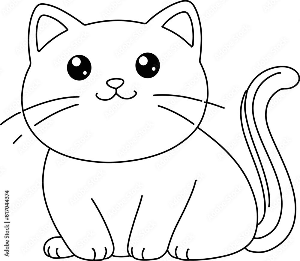 Hand drawn cat Coloring Page Vector Illustration. Kids Coloring Pages ...