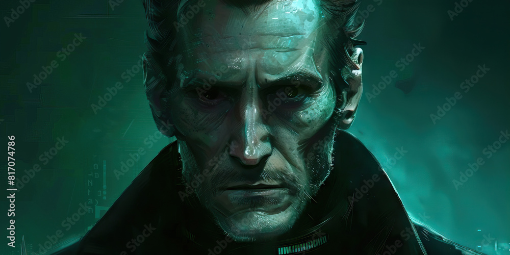 The dark, brooding atmosphere of the cyberpunk genre surrounds him, but ...