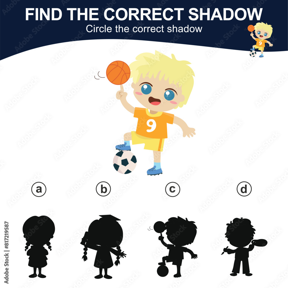 Find the correct shadow. Match the image with the shadow. Worksheet for ...