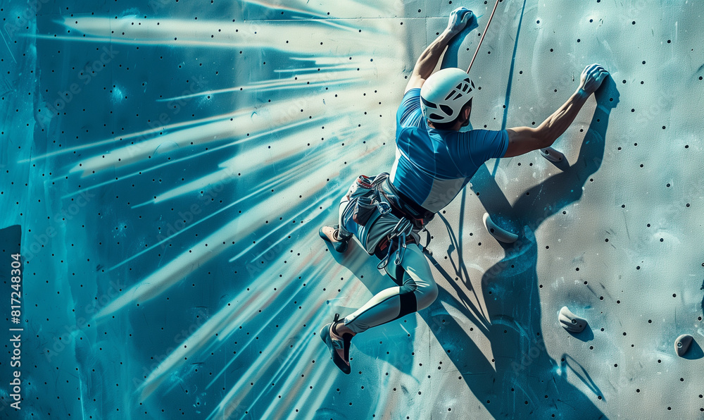 Sport climbing banner. Abstract silhouette of an athlete climbing a ...