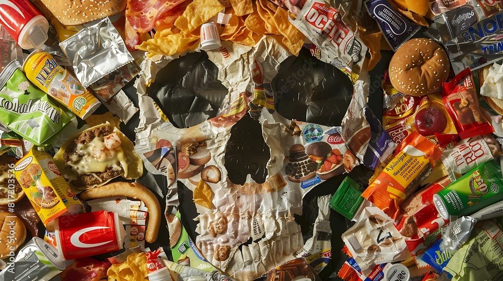 "Collage of Fast Food Shaped as Skull Symbolizing Health Risks and ...