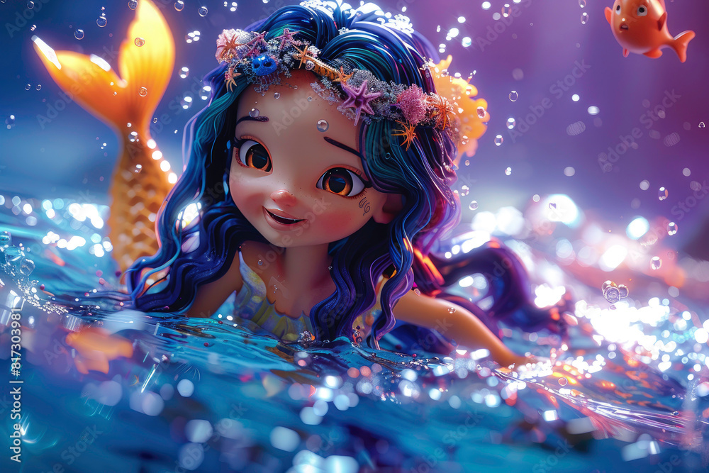 cute 3D girl Calypso de la Mythologie Grecque, mermaids, a 3D fish ...