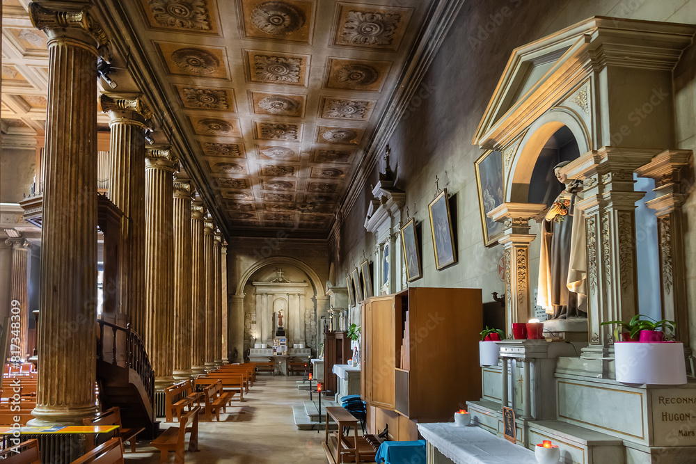 Interior of Notre-Dame-du-Port de Nice church (1840 - 1853), also known ...