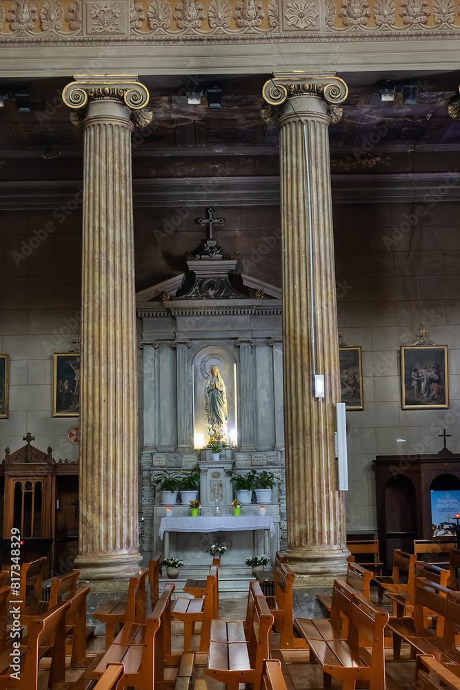 Interior of Notre-Dame-du-Port de Nice church (1840 - 1853), also known ...